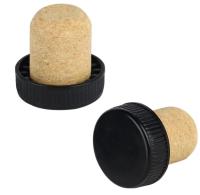 China Wooden Head Bottle Stopper With Synthetic Cork For Glass Liquor Bottle With Custom Logo for sale