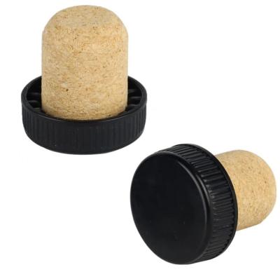 China Wooden Head Bottle Stopper With Synthetic Cork For Glass Liquor Bottle With Custom Logo for sale