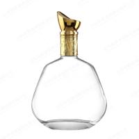 China 750ml 1000ml Clear Glass Collar Material Vodka XO Bottle with Crystal Color Printing for sale