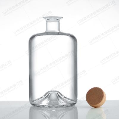 China Custom Size Glass Bottle for Luxury Vodka 375ml 500ml Round Empty Liquor Wine Bottles for sale