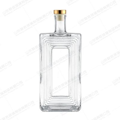 China Bottle Material Healthy Lead-free Glass Square 700ml Glass Spirit Bottles for sale