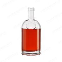 China Custom Cylindrical Clear or Frosted Whiskey Vodka Brandy Gin Rum Tequila Wine Bottle with Cork for sale