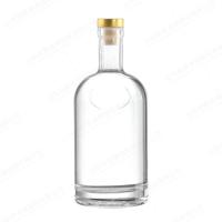China Custom Cylindrical Clear or Frosted Whiskey Vodka Brandy Gin Rum Tequila Wine Bottle with Cork for sale
