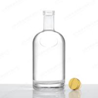 China Custom Cylindrical Clear or Frosted Whiskey Vodka Brandy Gin Rum Tequila Wine Bottle with Cork for sale
