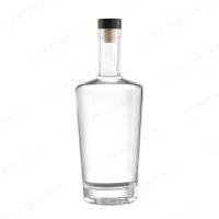 China Beverage Industrial Clear 750ml Glass Liquor Wine Vodka Tequila Gin Bottle with Sealed Cork Lid for sale