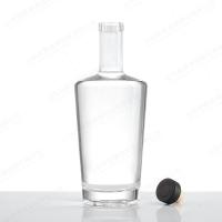 China Beverage Industrial Clear 750ml Glass Liquor Wine Vodka Tequila Gin Bottle with Sealed Cork Lid for sale