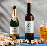 China Glass Bottle Non Spill Wood Cork Polymer Stopper With Customized Logo for sale