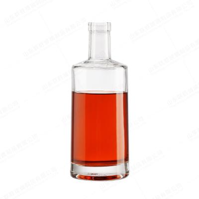 China Customized 750ml Flat Empty Cylindrical Bottle for Whiskey Gin Rum in Custom Size for sale