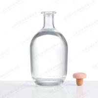 China Custom Cylinder Round Shape Wide Lip Extra Flint Glass 700ml Liquor Bottle with Cork for sale