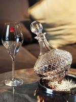 China End Glass Collar Industrial Wine Decanting Bottle with Lid and Rotating Gyro Tumbler for sale