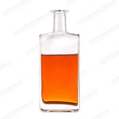 China 500ml 750ml Hot Stamping Glass Liquor Wine Vodka Tequila Whisky Bottle With Cork Lid for sale