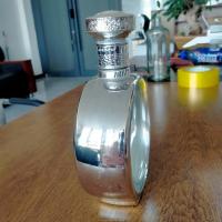 China Clear Glass Custom Electroplated Gold Gin Champagne Liquor Vodka Bottle With Cork Cap for sale