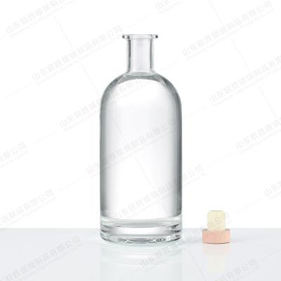 China Glass Collar Custom 50ml 100ml 200ml 500ml 750Ml Fancy Bottle for Whiskey Bourbon Gin for sale