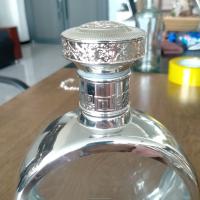 China Clear Glass Custom Electroplated Gold Gin Champagne Liquor Vodka Bottle With Cork Cap for sale