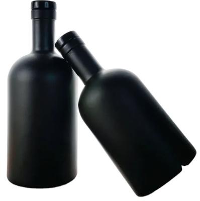 China Clear Black Frosted Glass Bottles for Vodka Whisky Rum 200ml 375ml 500ml 750ml 1000ml for sale