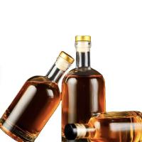 China 250ml Round Boston Glass Wine Bottle 8oz Vodka Bottle With Cork Lid for sale