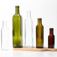 China Glass Collar Clear 500ml 750ml Dark Green Round Marasca Cooking Oil Bottle With Lid for sale