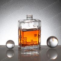 China Clear 500ml 50cl Square Glass Gin Bottle Vodka Spirit Liquor Tequila Rum Whiskey with T Cork for sale