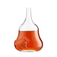China Collar Material Glass 500ml 1000ml Clear Tabular Glass Bottle for Vodka Brandy Whiskey for sale