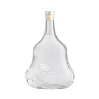 China Collar Material Glass 500ml 1000ml Clear Tabular Glass Bottle for Vodka Brandy Whiskey for sale