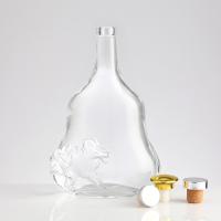 China Collar Material Glass 500ml 1000ml Clear Tabular Glass Bottle for Vodka Brandy Whiskey for sale