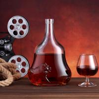 China Collar Material Glass 500ml 1000ml Clear Tabular Glass Bottle for Vodka Brandy Whiskey for sale
