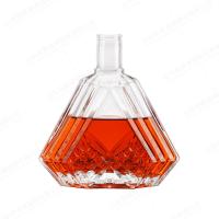China 250ml 500ml 700ml 750ml Transparent Triangle Glass Bottle With Gold Cork for sale