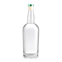 China Hot Stamping Glass Collar Whisky Bottle for Unique Shaped Wine Glass 250ml 350ml 500ml for sale