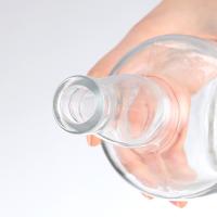 China Hot Stamping Glass Collar Whisky Bottle for Unique Shaped Wine Glass 250ml 350ml 500ml for sale