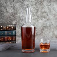 China Hot Stamping Glass Collar Whisky Bottle for Unique Shaped Wine Glass 250ml 350ml 500ml for sale