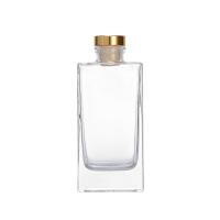 China Industrial Beverage 50ml Flat Square Glass Diffuser Bottle with Rattan Dried Flower for sale
