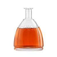 China Glass Collar Material Clear 500ml 750ml Whisky Rum Gin Tequila Liquor Bottle with Cork for sale