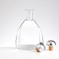China Glass Collar Material Clear 500ml 750ml Whisky Rum Gin Tequila Liquor Bottle with Cork for sale