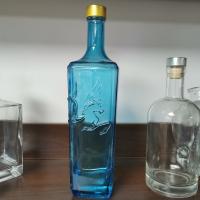China 500ml 750ml 700ml 1l Transparent Blue Sky Ocean Color Spirit Glass Bottle for sale