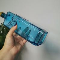 China 500ml 750ml 700ml 1l Transparent Blue Sky Ocean Color Spirit Glass Bottle for sale