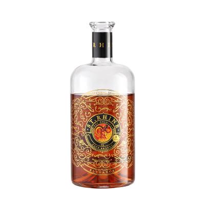 China Clear 750ml Glass Liquor Wine Vodka Tequila Gin Bottle with Stopper Custom Flint Glass for sale