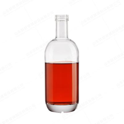 China Customized 500ml 750mL 1000ml Transparent Thick Bottom Glass Wine Bottle with Cork for sale