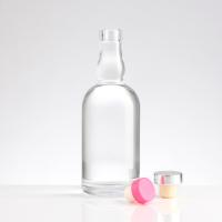 China Custom Logo Empty Liquor Wine Glass Bottle 750 Ml with Wood Cork and Lead-free Glass for sale