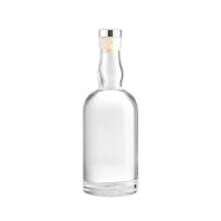 China Custom Logo Empty Liquor Wine Glass Bottle 750 Ml with Wood Cork and Lead-free Glass for sale