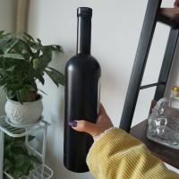 China Custom 250ml 500ml 700ml 750ml Matte Black Color Round Long Neck Spirit Glass Bottle for sale