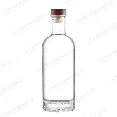 China Vodka 375ml 700ml 750ml 1000ml Clear Empty Custom Glass Bottle with Cork Stopper cap for sale