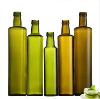 China 250ml 350ml 500ml Clear Round Glass Olive Oil Bottles with Glass Collar Material for sale