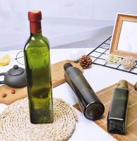 China Glass Olive Oil Bottle 250ml 500ml Clear Square Dark with Custom Size Accepted for sale