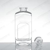 China Body Material Glass Clear Bottle for Tequila Liqueur 500ml 1000ml Unique Carved Flat for sale