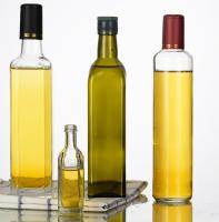 China Clear Round Glass Olive Oil Bottle for Cooking Matte Surface Handling 100ml 200ml 300ml for sale