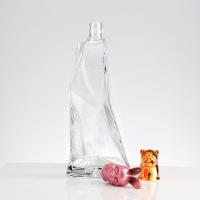 China 375ml 500ml 700ml Empty Clear Whisky Tequila Decanter Irregular Spirit Glass Bottle for sale