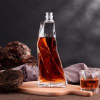 China 375ml 500ml 700ml Empty Clear Whisky Tequila Decanter Irregular Spirit Glass Bottle for sale