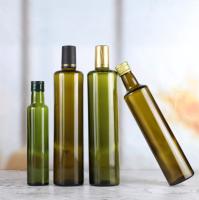 China Hot Stamping Clear Round Dark Green Glass Bottle 250ml 500ml for Cooking Olive Oil for sale