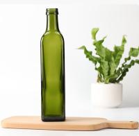 China Collar Material Glass Dark Green Square Bottles 250ml 500ml 700ml for Cooking Olive Oil for sale