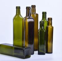 China Collar Material Glass Dark Green Square Bottles 250ml 500ml 700ml for Cooking Olive Oil for sale